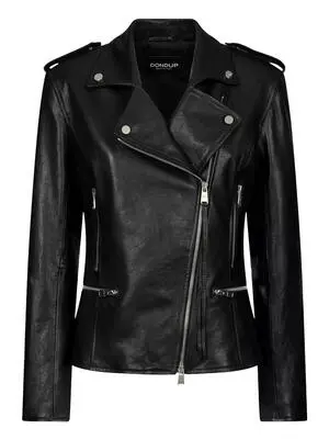 DONDUP Asymmetric Zip Leather Jacket - Black