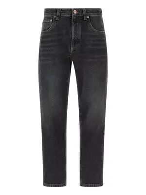 Brunello Cucinelli Monile Detail Stonewashed Jeans - Black