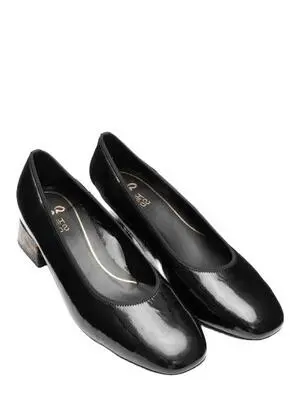 ARA Gypsum Block Heel Pump - Black W/nature