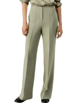 Lilysilk Silk-wool Twill Flare Pants - Laurel Oak
