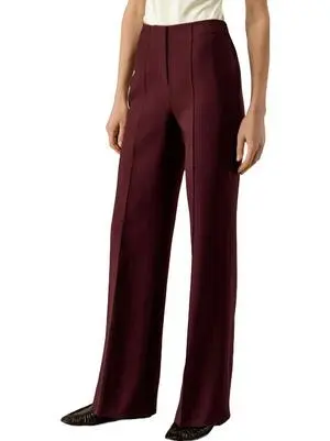 Lilysilk Silk-wool Twill Flare Pants - Pinot Noir