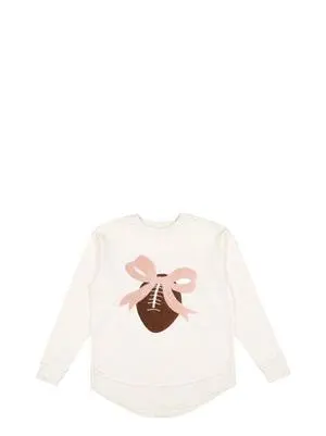 SWEET WINK Bow Football Patch Sweatshirt - Natural