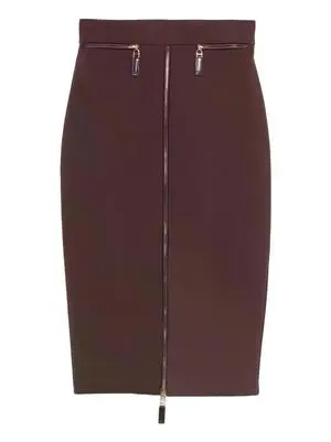 Elisabetta Franchi Zip-detailed Pencil Midi Skirt - Brown
