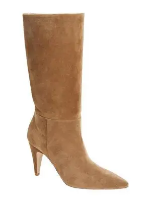 GIANVITO ROSSI Pointed Toe Suede Boots - Camel