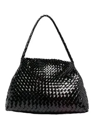 Dragon Diffusion Patent-leather Woven Tote Bag - Black