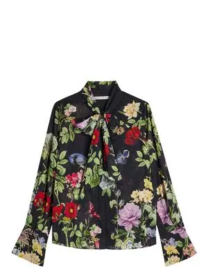 ALICE + OLIVIA Floral-Print Cotton Blouse