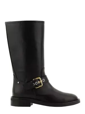 PAUL WARMER City Buckle-fastening Leather Boots - Black