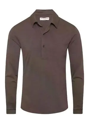 Orlebar Brown Sebastian Long-sleeve Merino-wool Polo Shirt Brown