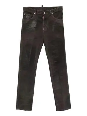 Dsquared2 Leatherette Faded Patchwork Jeans - Brown