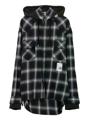 Mihara Yasuhiro Hooded Plaid Shirt - Black