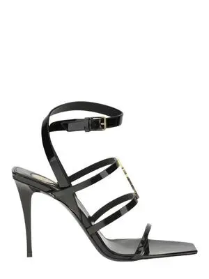 SAINT LAURENT 90mm Cassandra Logo-Plaque Sandals
