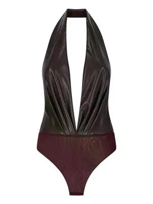 Andamane Halter-neck Draped Bodysuit - Brown