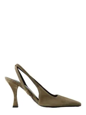 Proenza Schouler Trap Suede Slingback Pumps - Green
