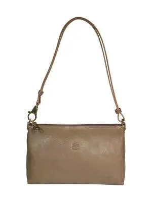 Il Bisonte Leather Clutch With Detachable Strap - Brown