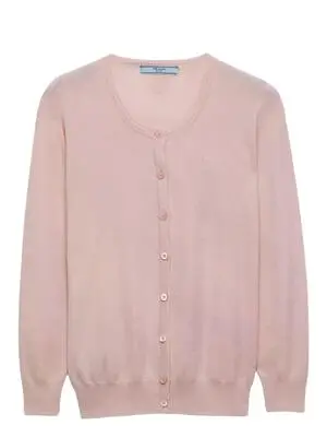 Prada Ribbed Button-fastening Cardigan - Pink