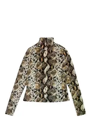 Callipygian Snake-print Turtleneck Sweater - Brown