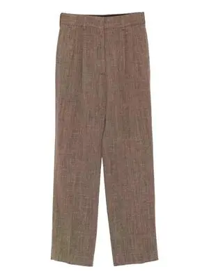 BLAZÉ MILANO Herringbone Pleated Trousers - Brown