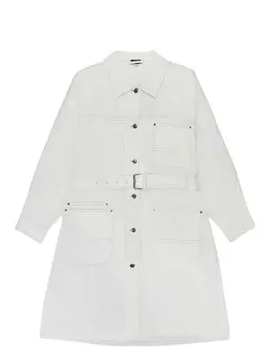 Callipygian Denim Trench Coat - White