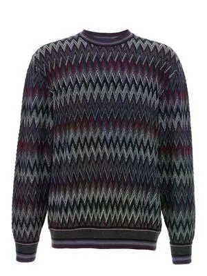 Missoni Zigzag-pattern Crew-neck Sweater - Blue