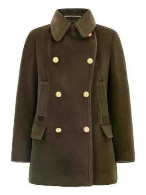 Tagliatore Button Detailed Double-Breasted Coat Green