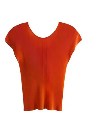 Issey Miyake Pleated Short-sleeve Top - Orange