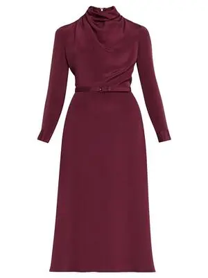 Adam Lippes Amandine Draped Midi Dress - Wine