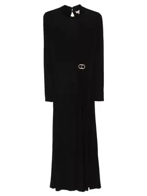 TWINSET High-neck Midi Dress With Buckle - Black
