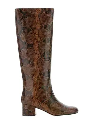 TWINSET 50mm Snake-print Block-heel Boots - Brown