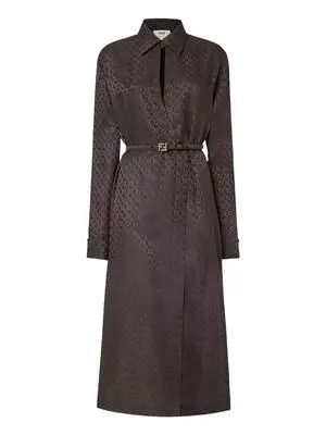 Fendi Ff Jacquard Belted Dress - Brown