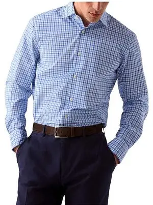 Robert Talbott Reynolds Bold Check Shirt In Contemporary Fit - Blue/blue