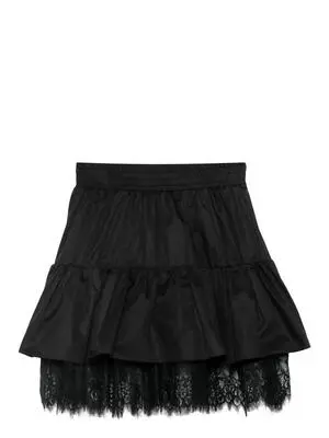 HAMZA Ruffled Lace-trimmed A-line Skirt - Black