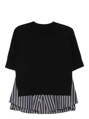 Sacai Layered Striped Knit Top - Black