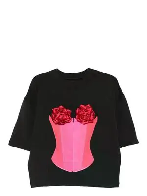 HAMZA Rose-embellished T-shirt - Black