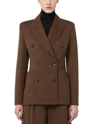 Max Mara Double-breasted Plaid Blazer - Chocolate
