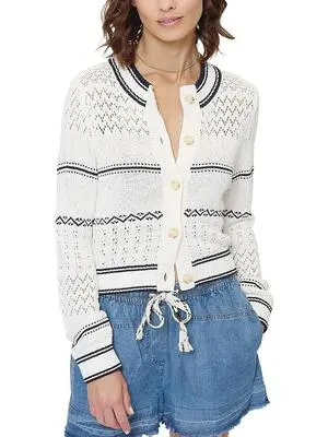 Central Park West Emanuel Nautical Stripe Cardigan - White