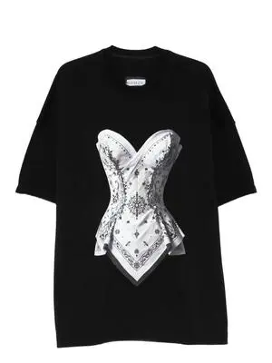 HAMZA Corset-print T-shirt - Black