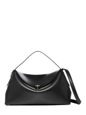TOTEME T-Lock Convertible Top Handle Bag Black Smooth-leather