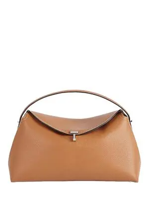TOTEME Grained-Leather T-Lock Convertible Top Handle Bag Tan Grained-leather
