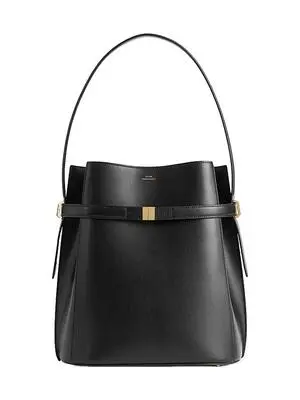 TOTEME Belted Leather Bucket Bag - Black