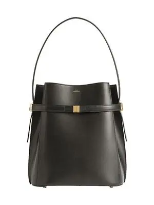 TOTEME Belted Leather Bucket Bag - Dark Brown
