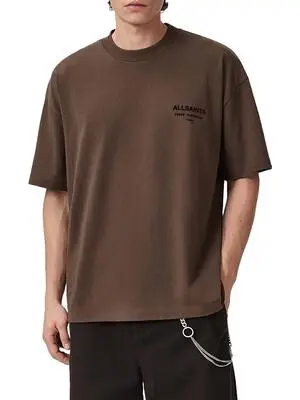 ALLSAINTS Oversized Xander Logo Tee - Bitter Brown