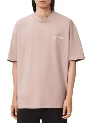 ALLSAINTS Oversized Xander Logo Tee - Soft Pink