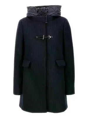FAY Pinstripe Toggle Coat - Blue