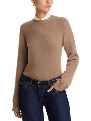 Fabiana Filippi Wool Blend Diamante Crewneck Sweater - Corteccia