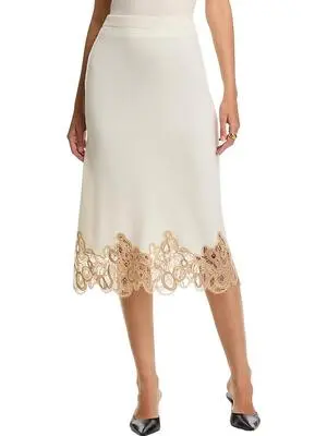 Fabiana Filippi Wool Blend Pencil Skirt With Lace - Corda
