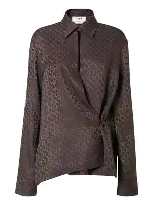 Fendi Ff Jacquard Silk Shirt - Brown