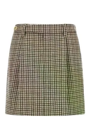 Brunello Cucinelli Pleated Check Mini Skirt - Neutrals