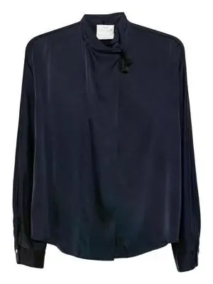 FORTE_FORTE Tassel-detailed High-neck Blouse - Blue