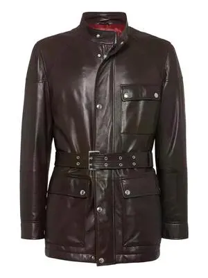 Brunello Cucinelli Belted Leather Safari Jacket - Brown