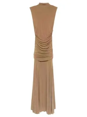 Magda Butrym High-neck Draped Maxi Dress - Neutrals
